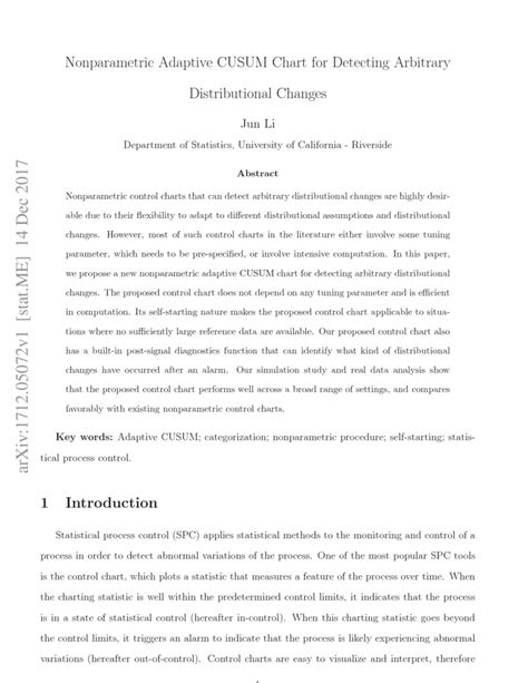 Nonparametric Adaptive Cusum Chart For Detecting Arbitrary