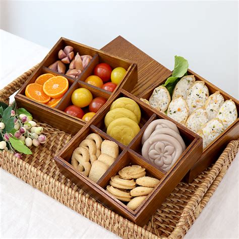 일본 아카시아 옻칠 나무 도시락 도시락통 4타입 사각 원형 티몬