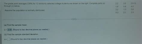 Solved The Grade Point Averages GPA For 12 Randomly Chegg Com