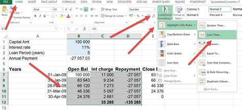 excel negative numbers in red or another colour za
