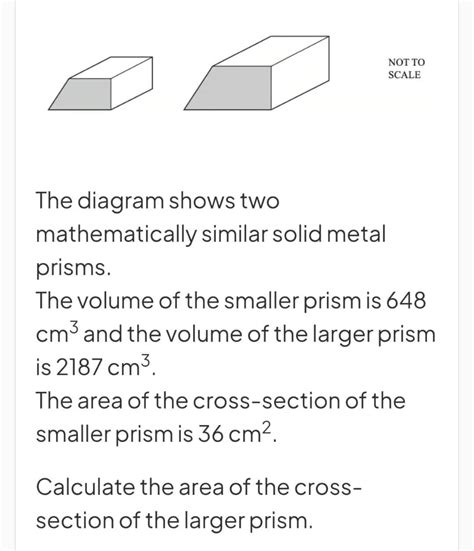 not toscalethe diagram shows two mathematically similar solid metal pr