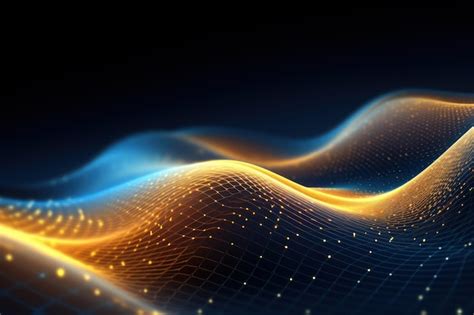 Premium AI Image Abstract Digital Network Waves And Glowing Particle Data On Dark Background