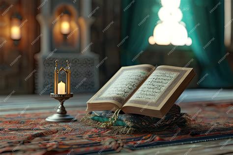 Premium Photo 3d Representation Of The Quran With A Ramadanthemed Background