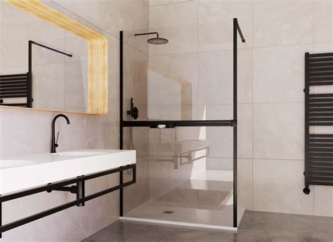 Mampara De Ducha Abatible Doppia 2 Perfil Aluminio Negro 90 91x200 Cm