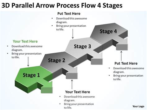 Sample Business Powerpoint Presentations Parallel Arrow Process Flow 4