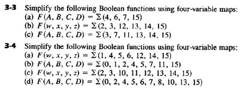 Solved 3 Simplify The Following Boolean Functions Using