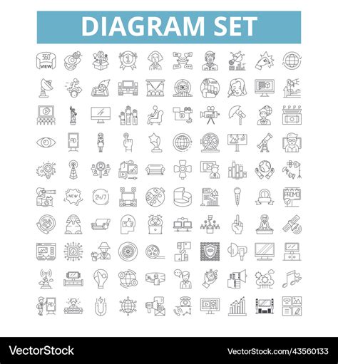 Diagram Set Icons Line Symbols Web Signs Vector Image