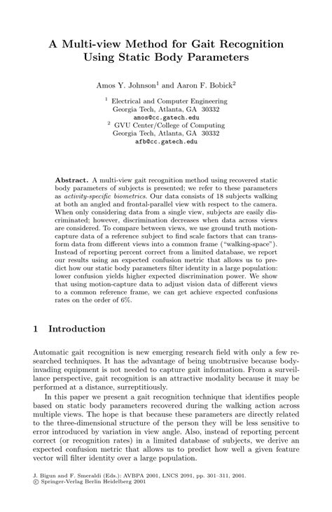 Pdf A Multi View Method For Gait Recognition Using Static Body Parameters
