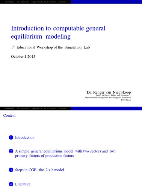 Introduction To Computable General Equilibrium Modeling Renger Van Nieuwkoop Download Free Pdf