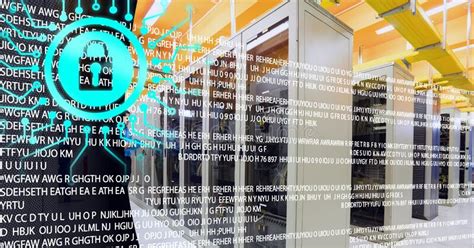 Security Padlock Icon And Data Processing Over Server Room Against Black Technology Background