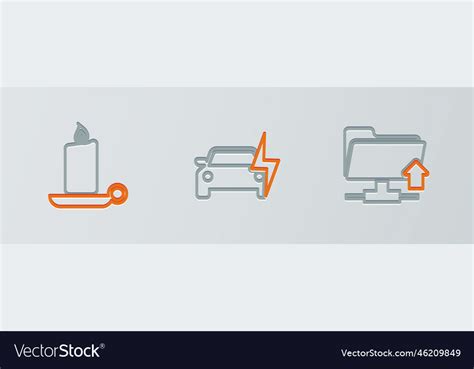 Set Line Ftp Folder Upload Burning Candle Vector Image