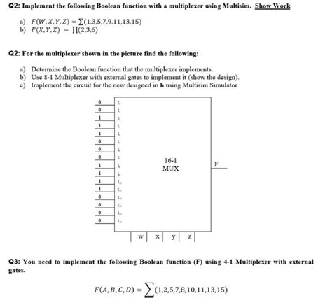 Implement The Following Boolean Function With A Multiplexer 45 Pages