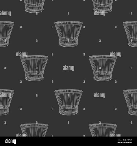 Drinking Glass Seamless Pattern On Black Background Restaurant And Bar