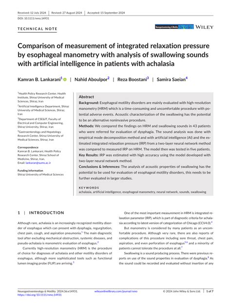 Comparison Of Measurement Of Integrated Relaxation Pressure By