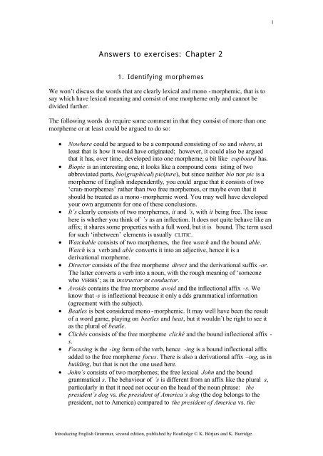 Answers To Exercises Chapter 2