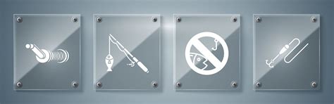 후크와 플로트 낚시 낚싯대 낚시 낚시용 스피닝 릴로 낚시 라인을 설정합니다 정사각형 유리 패널 벡터 낚시에 대한 스톡 벡터 아트 및 기타 이미지 Istock