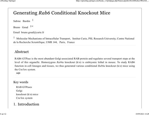 Pdf Generating Conditional Knockout Mice
