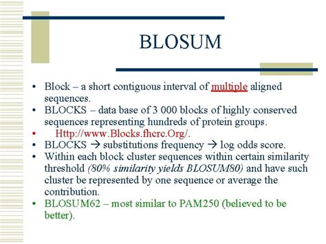 Scoring Matrices Identity Pam Blosum Scoring Matrices Types