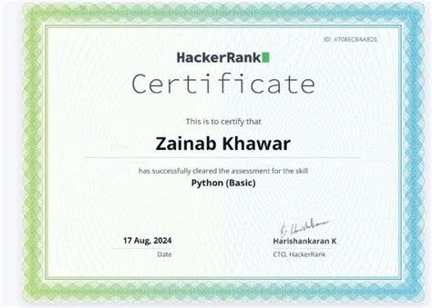 zainab khawar on linkedin python coding learning hackerrank skills programming