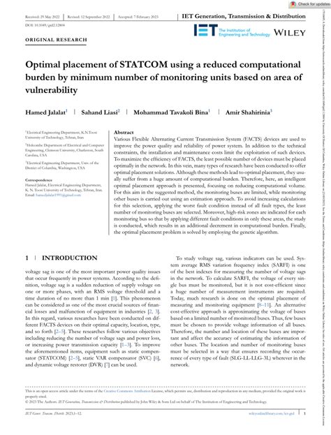 Pdf Optimal Placement Of Statcom Using A Reduced Computational Burden