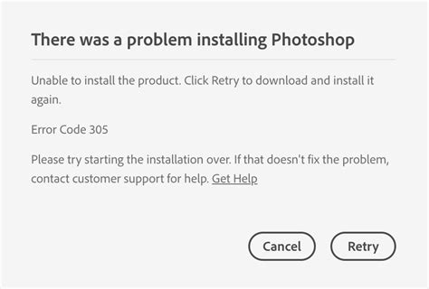 creative cloud desktop app installation failed error message