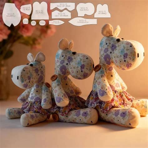 Hippo Doll Sewing Template12 Pcs With Instructions