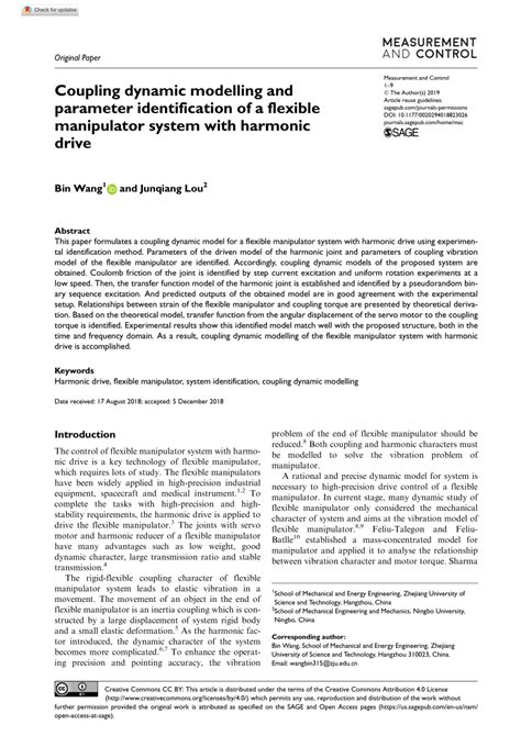 Pdf Coupling Dynamic Modelling And Parameter Identification Of A Flexible Manipulator System