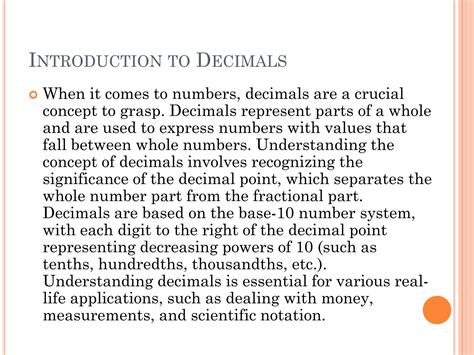 SOLUTION Number System Decimals And Its Operations Studypool