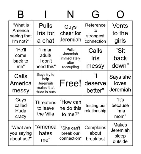 Free Jeremiah Bingo Card