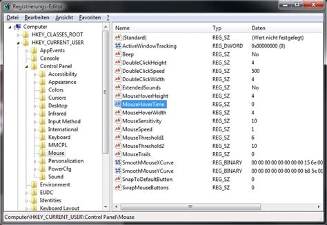 Hkey Current User Control Panel Mouse