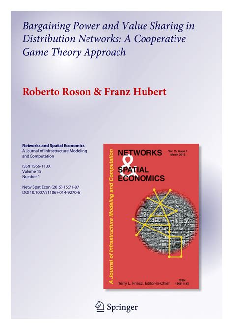 Pdf Bargaining Power And Value Sharing In Distribution Networks A Cooperative Game Theory