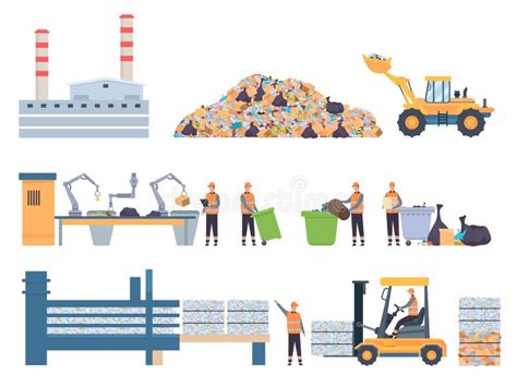 Flat Garbage Collecting Sorting And Recycling Process Infographic