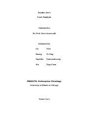 Trader Joe S Case Analysis Docx Trader Joes Case Analysis Submitted To Dr Prof Steve