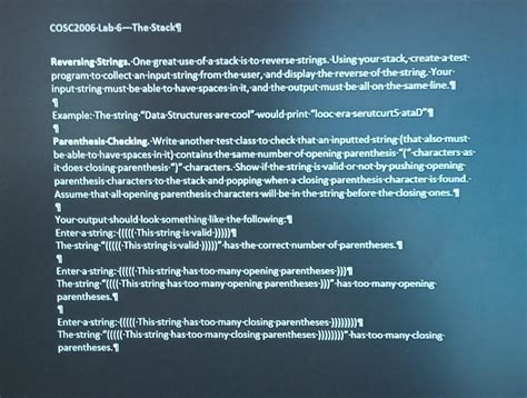 Solved COSC Lab The Stackn Reversing Strings Chegg