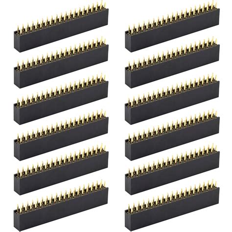 Naughtystarts 12pcs Female Pin Header 2x19 Pins Double Row 2 54mm 0 1 Pitch For
