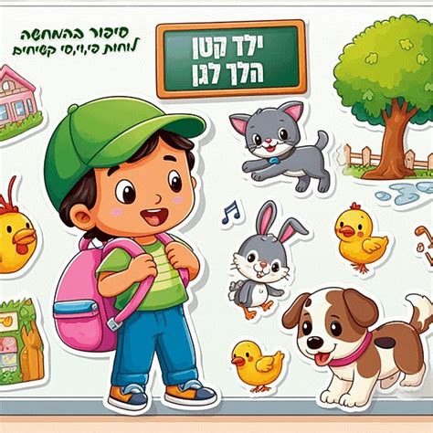 רעיון בקרטון סיפור בהמחשה בהשראת ילד קטן הלך לגן דמויות ענקיות על לוחות פי וי סי ערכות