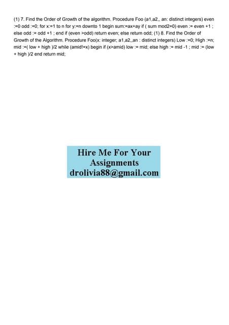 1 7 Find The Order Of Growth Of The Algorithm Procedure Pdf
