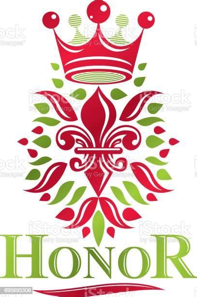 백합 꽃과 로얄 크라운 에코 제품으로 팔의 문장 학 외 투 장식적인 상징 벡터 일러스트 레이 션 백합 문양을 격리 0명에 대한 스톡 벡터 아트 및 기타 이미지 Istock