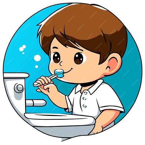 Hábitos De Higiene Vector De Niños De Dibujos Animados En El Baño