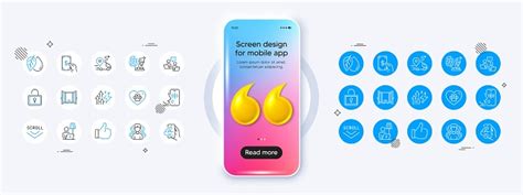 아래로 스크롤하면 배송 및 미네랄 오일 라인 아이콘이 표시됩니다 웹앱의 경우 인쇄 3d 인용 아이콘이 있는 전화 모형 벡터 3차원 형태에 대한 스톡 벡터 아트 및 기타