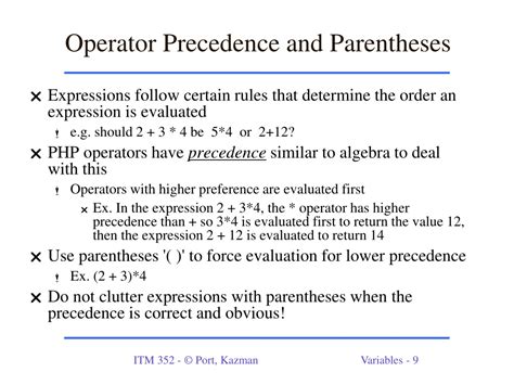 Ppt Itm 352 Expressions Precedence Working With Strings Powerpoint