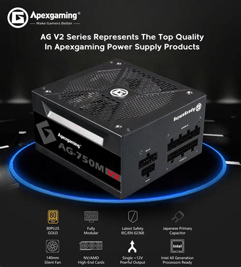 Apexgaming Ag 750m V2 750watt 80plus Gold Fully Modular Power Supply