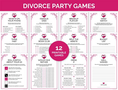 Divorce Party Games Printable Game Bundle For A Breakup Party Newly