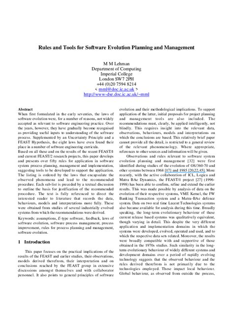 Pdf Rules And Tools For Software Evolution Planning And Management