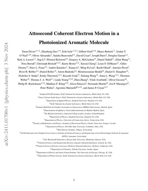 Pdf Attosecond Coherent Electron Motion In A Photoionized Aromatic Molecule