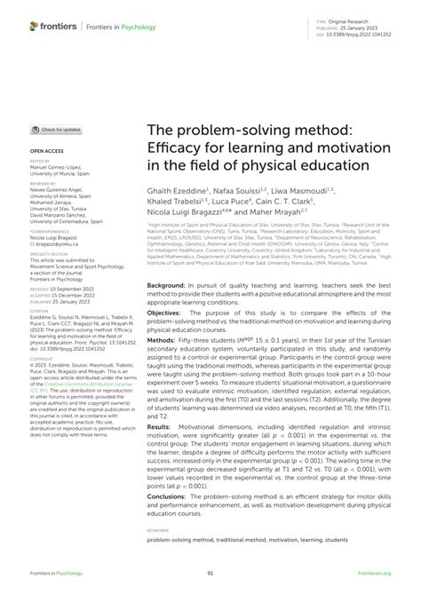 Pdf The Problem Solving Method Efficacy For Learning And Motivation