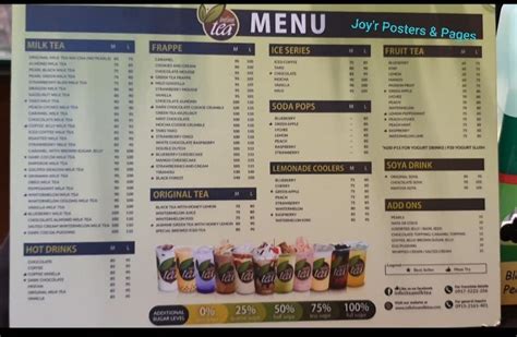 Menu At Infini Tea Cafe Mandaluyong