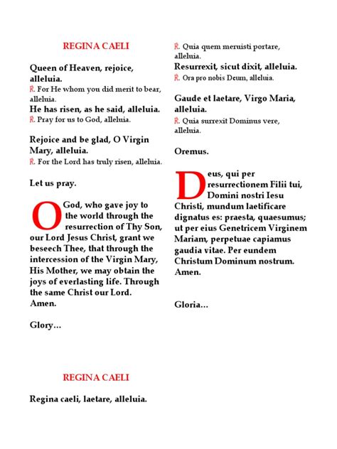 Regina Caeli Prayer Text And Pdf Pdf