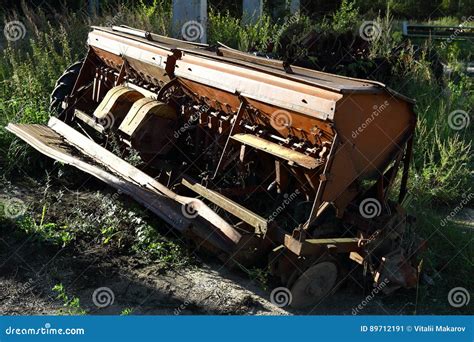 Old Abandoned Farm Equipment On A Summer Day Stock Image Image Of