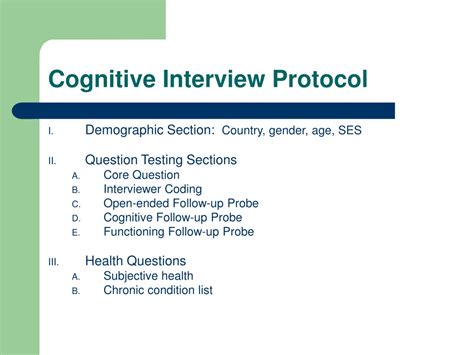 Ppt Comprehensive Cognitive Interview Protocol For Multicultural